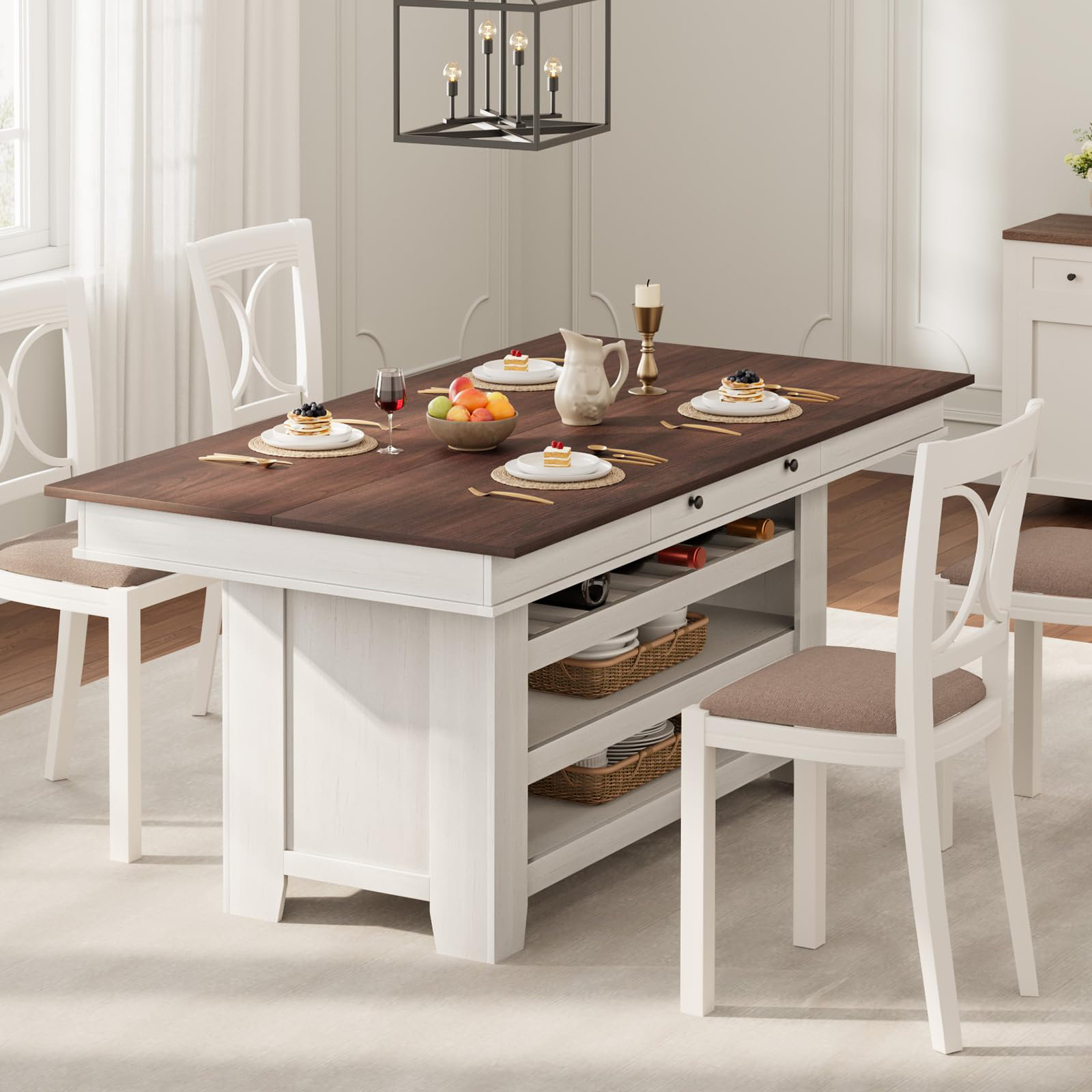 17 Stories Counter Height Dining Table with 2 Drawers, 36" Farmhouse ...