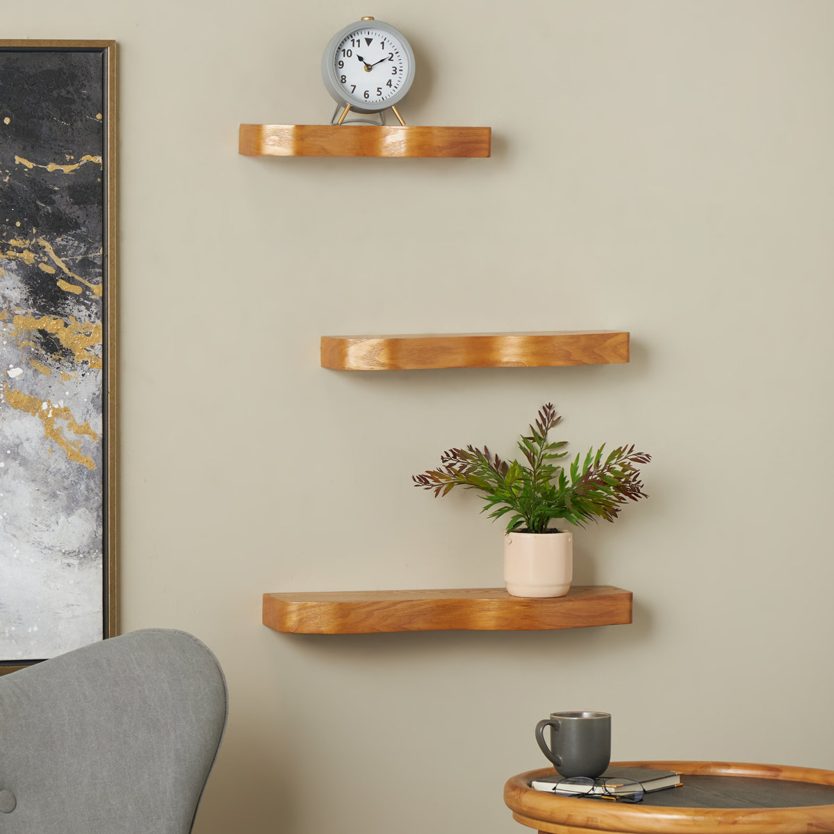 Cole & Grey Cole And Grey Wood Handmade Room Brown Wall Shelf With ...