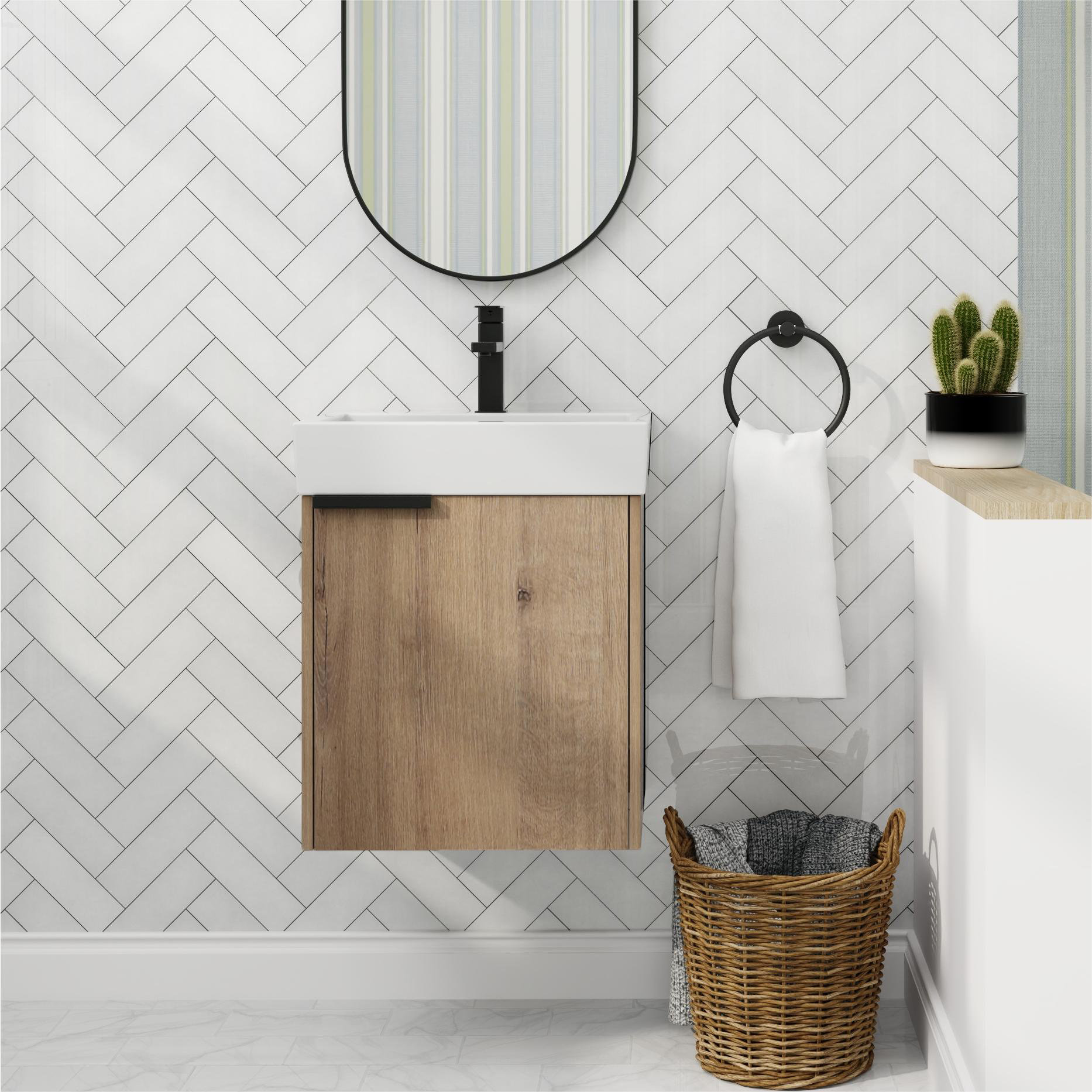 Ebern Designs Norna 18" Wall-Mounted Single Bathroom Vanity Set | Wayfair