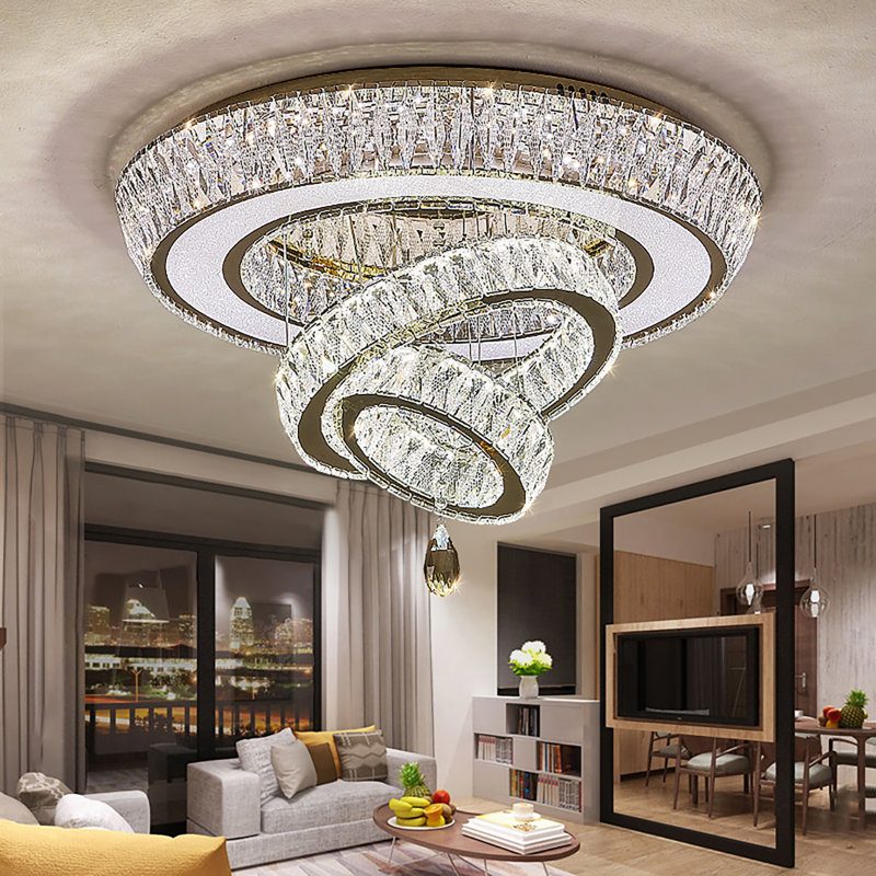 Rosdorf Park Jaimmie 32 Inch Modern Large Ring Crystal Chandelier ...