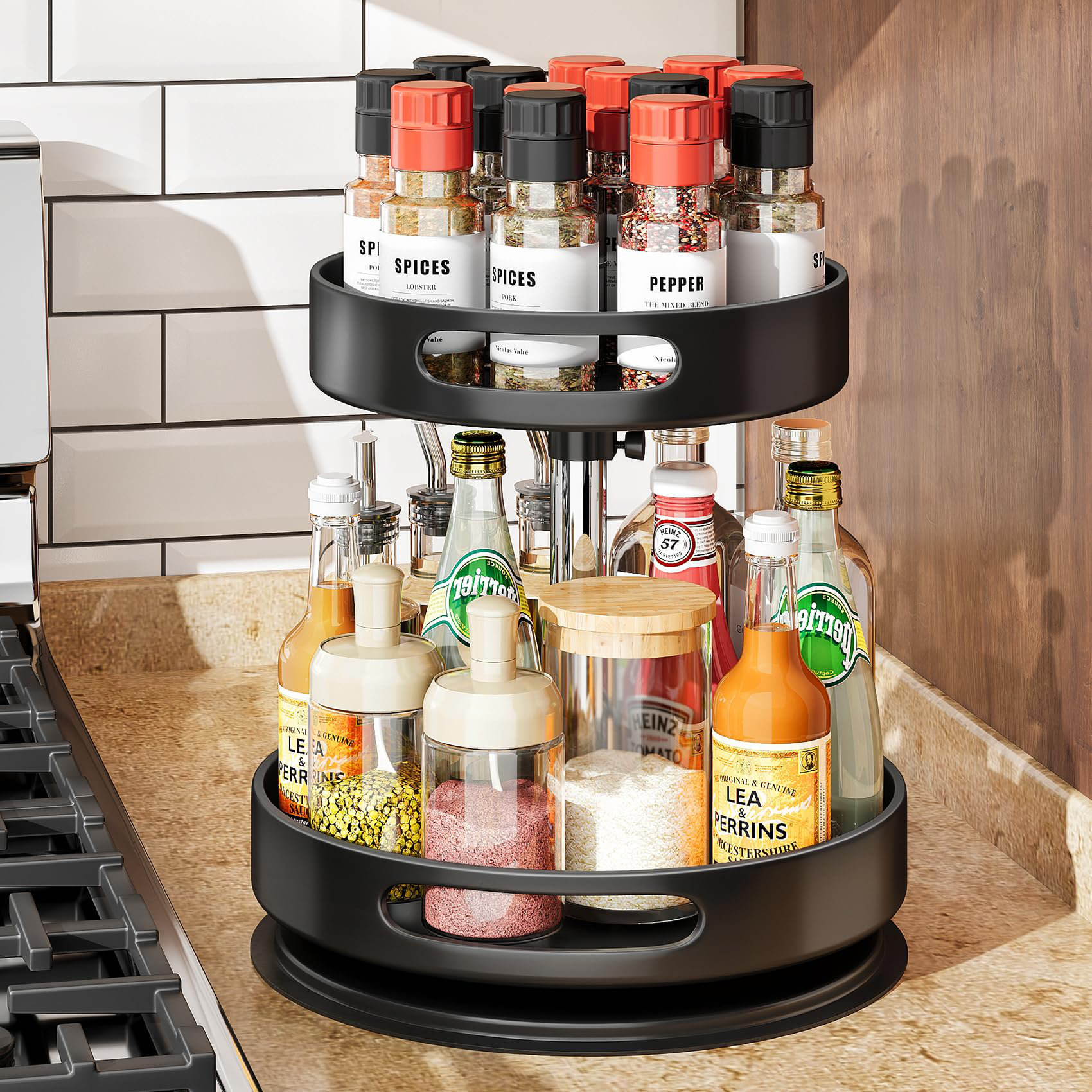 Mint Pantry® Spice Rack Lazy 2 Tier Rotating Spice Organization For ...