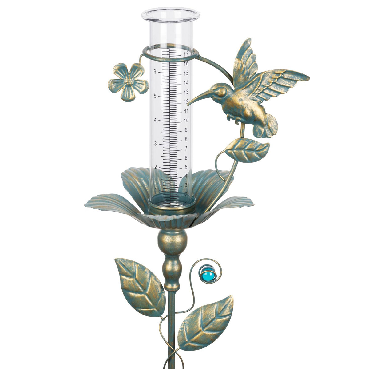 Arlmont & Co. 36" Hummingbird Rain Gauge Outdoor, 7 Inch Glass Tube ...