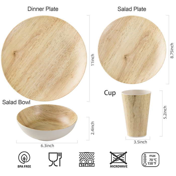 George Oliver Jabreon Melamine Dinnerware Set - Service for 4 & Reviews ...