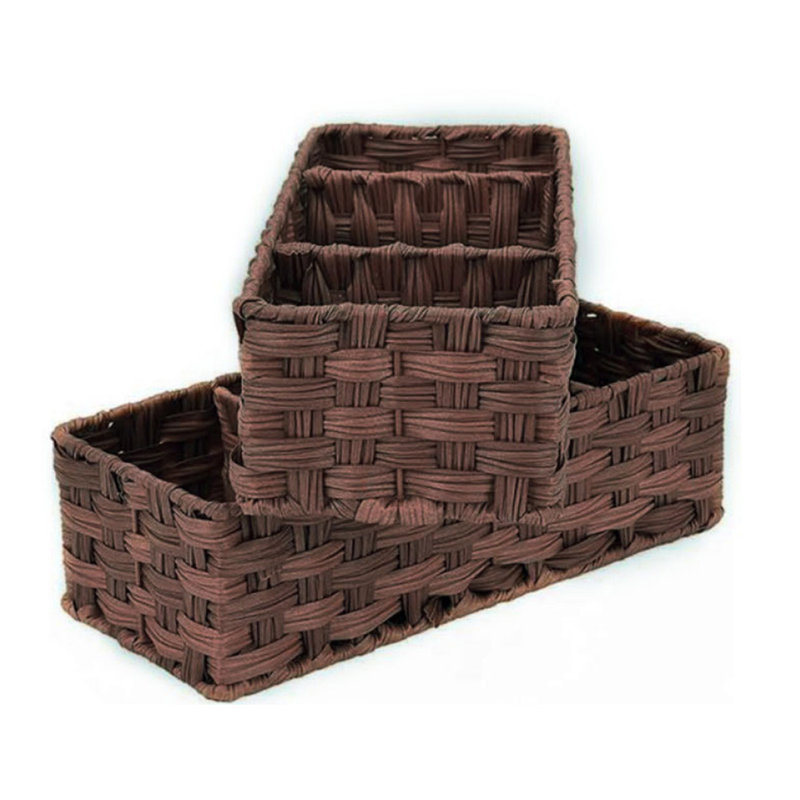 brown bathroom baskets