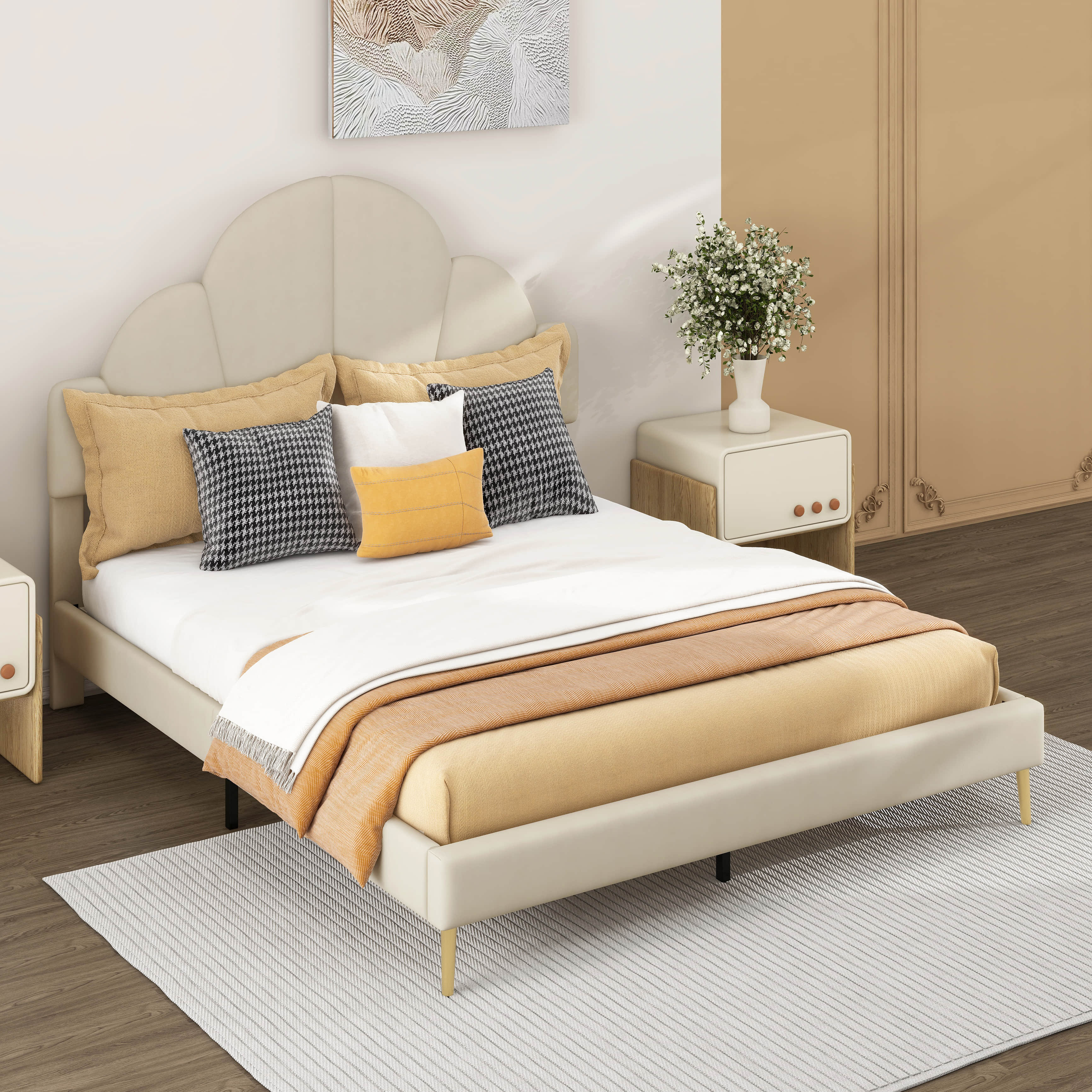 House of Hampton® Queen Size Upholstered Bed Frame With Elegant Design ...