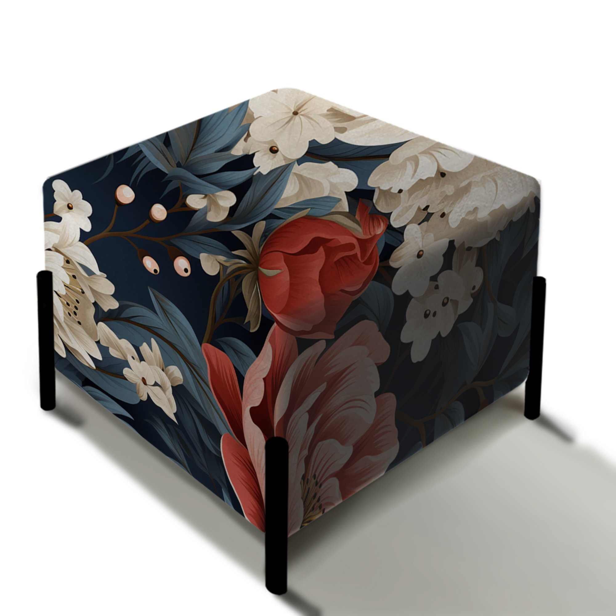 Design Art Beige And Light Red Farmhouse Floral Pattern - Floral Square ...