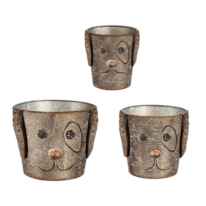 Trinx 3-Piece Metal Dog Bucket Indoor/Outdoor Planters Set | Wayfair