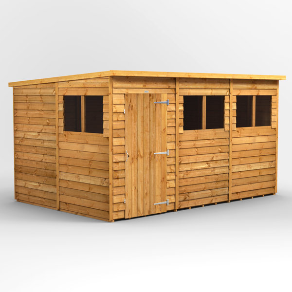 POWER 8.5 ft. W x 12.2 ft. D Solid Wood Overlap Pent Garden Shed ...