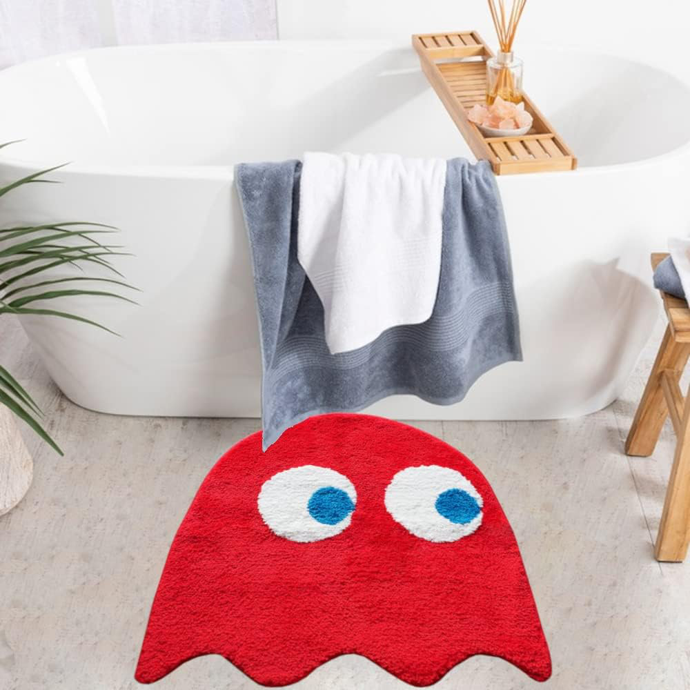 FETLOD Red Bathroom Rugs Cute Bath Mat Funny Decor Shower Red Rugs ...
