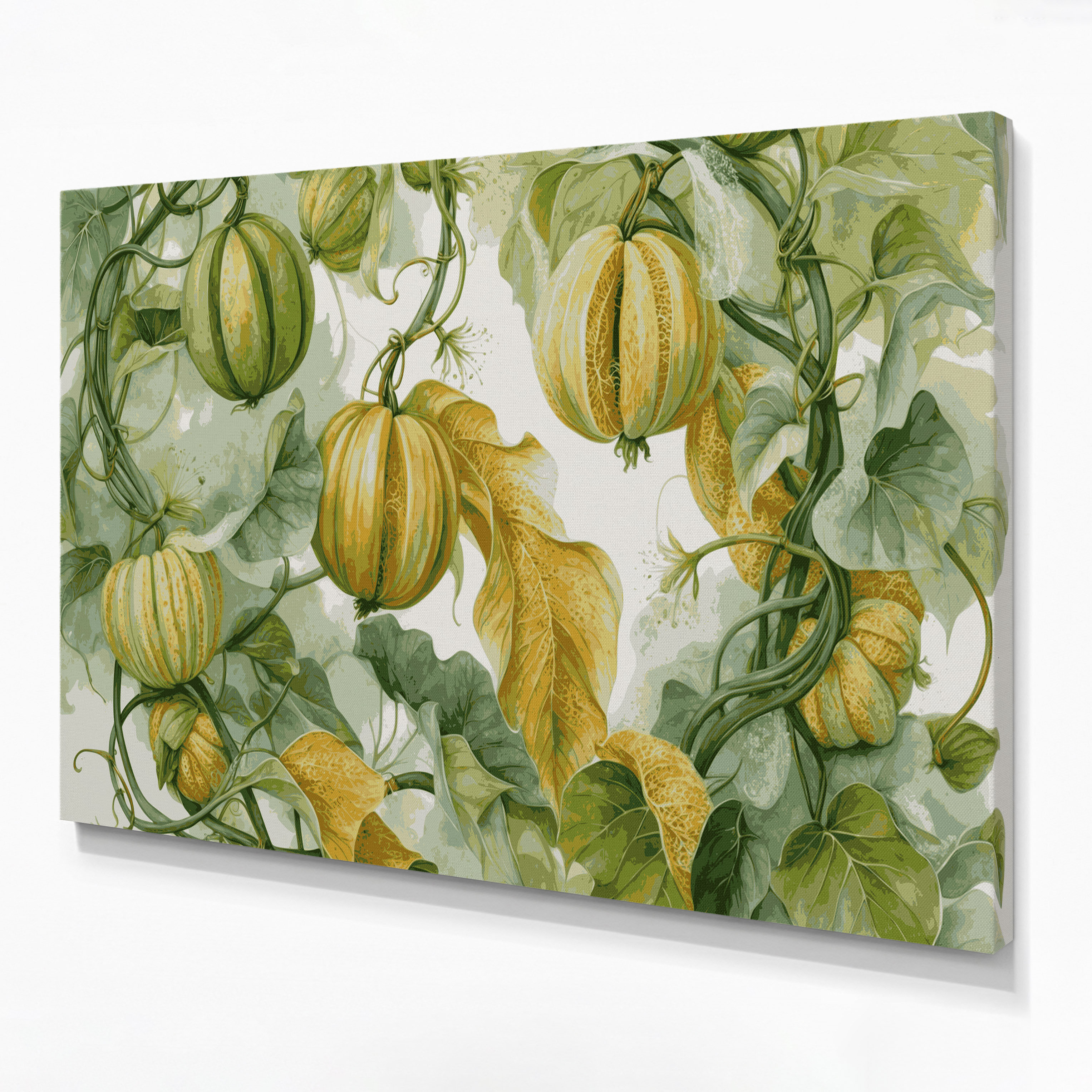 Dakota Fields Vegetables Luffa Loofah Green Canvas Wall Art | Wayfair