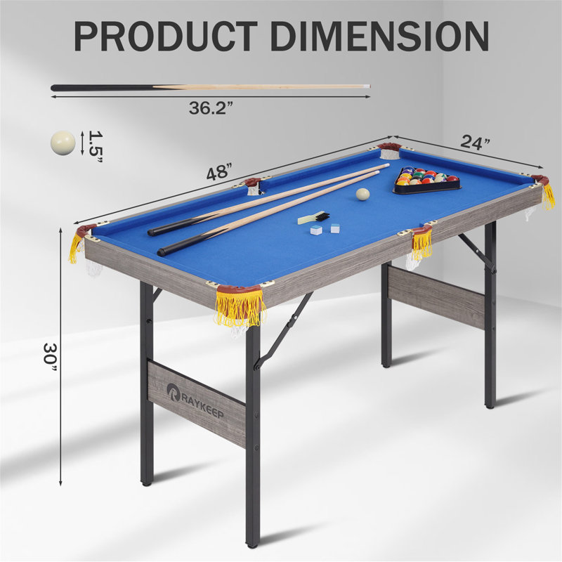RayChee 48" Folding Billiard Table, Portable Pool Table Indoor Arcade ...
