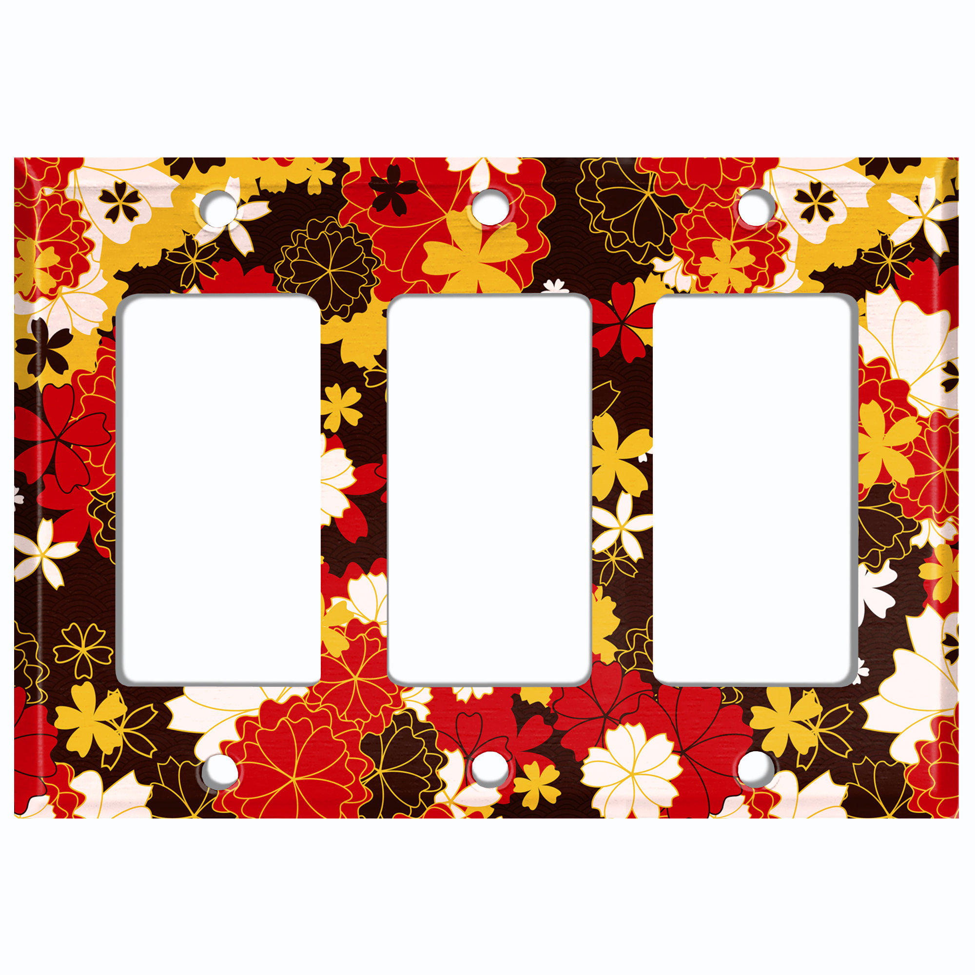 WorldAcc Japanese Flower 3-Gang Toggle Light Switch Wall Plate | Wayfair