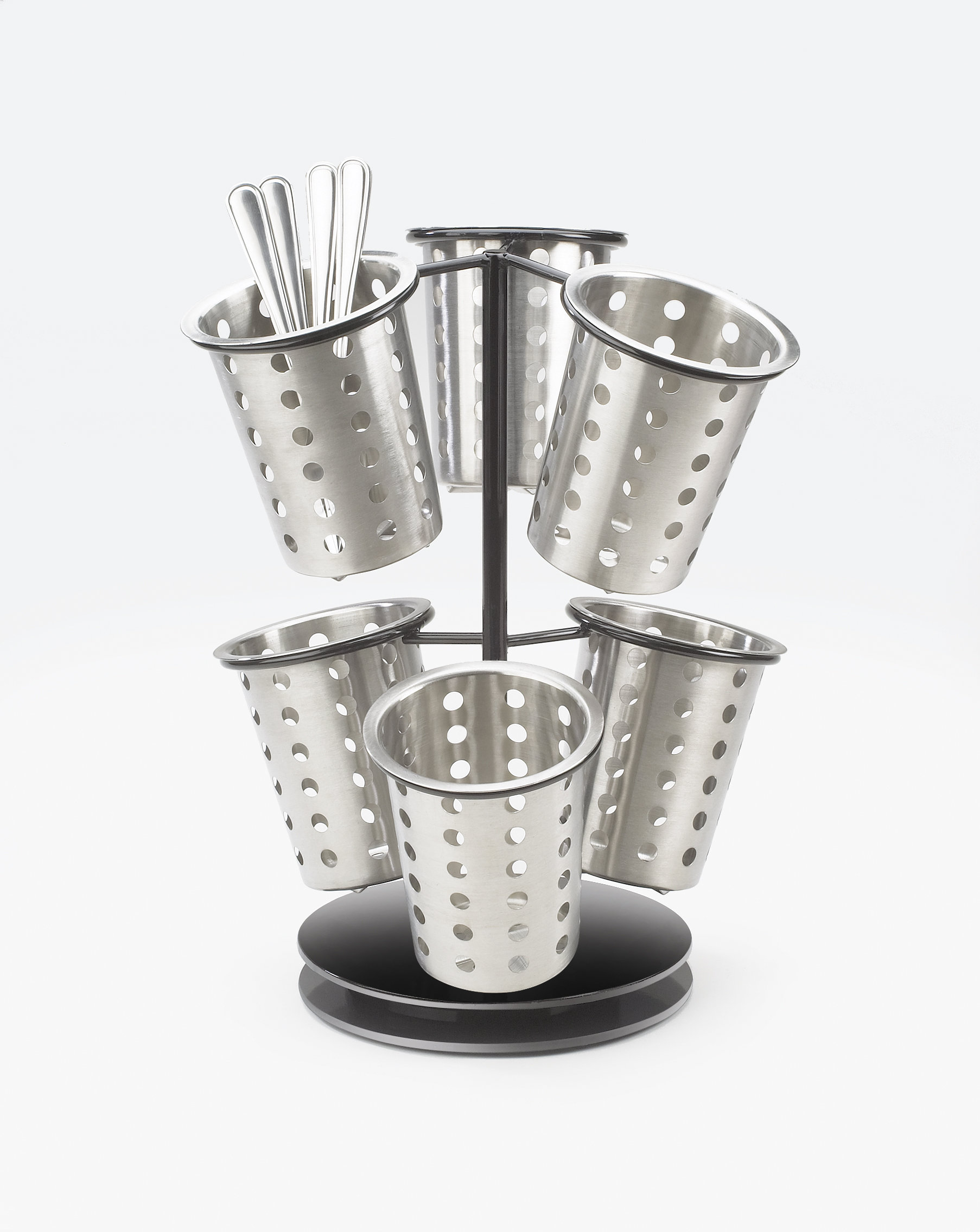 Cal-Mil Iron 6-Cylinder Revolving Caddy Flatware / Condiment Displayy ...
