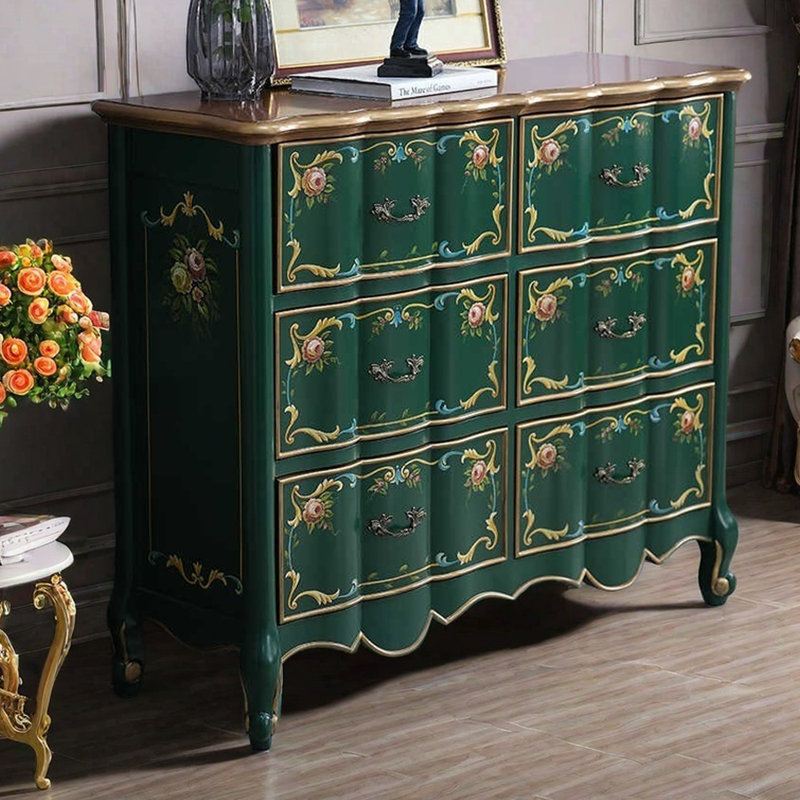 Ruthber Solutions Vintage Hand-Painted Accent Chest with 6 Drawers ...