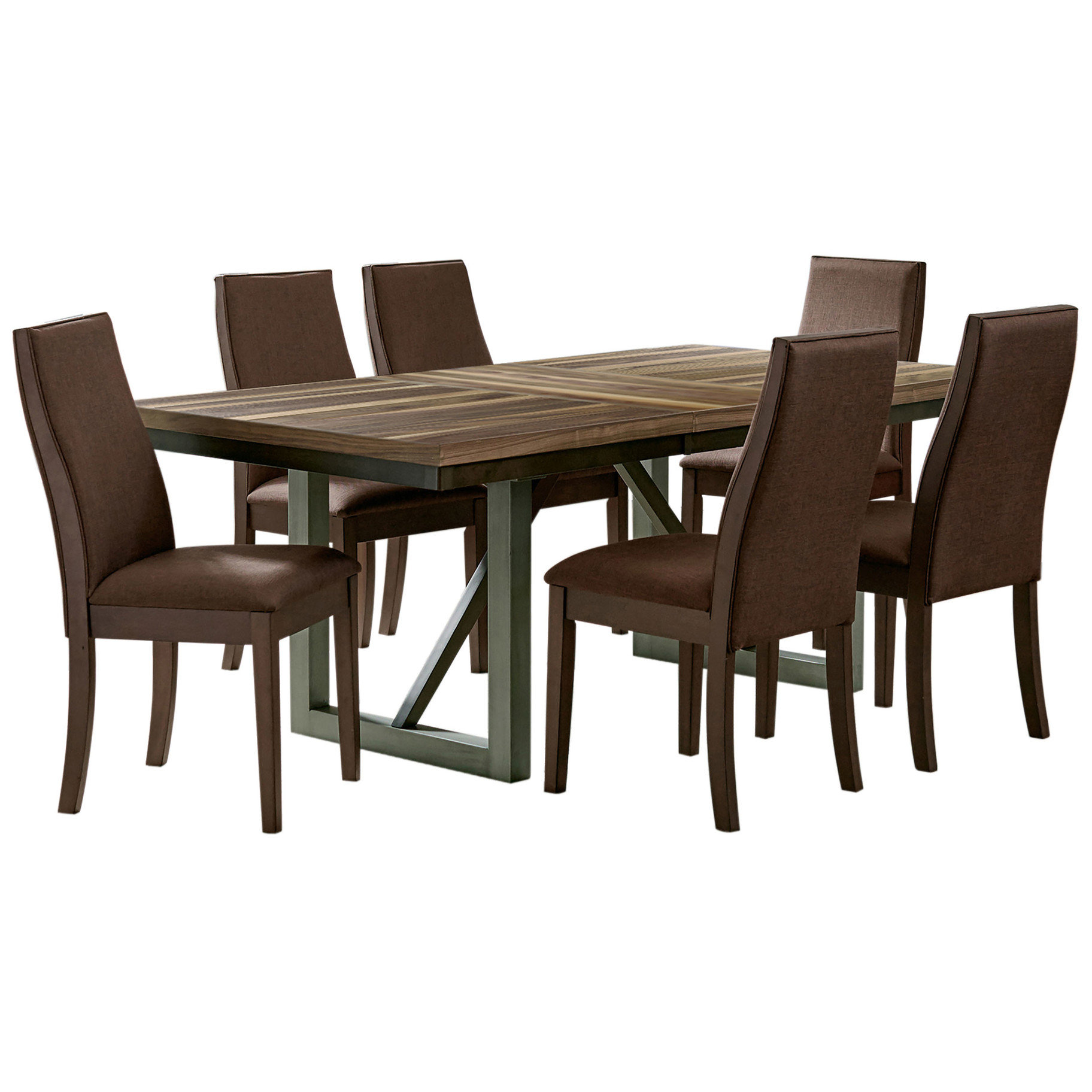 Wildon Home® Natural Walnut, Chocolate, Extendable, 7 Dining ...