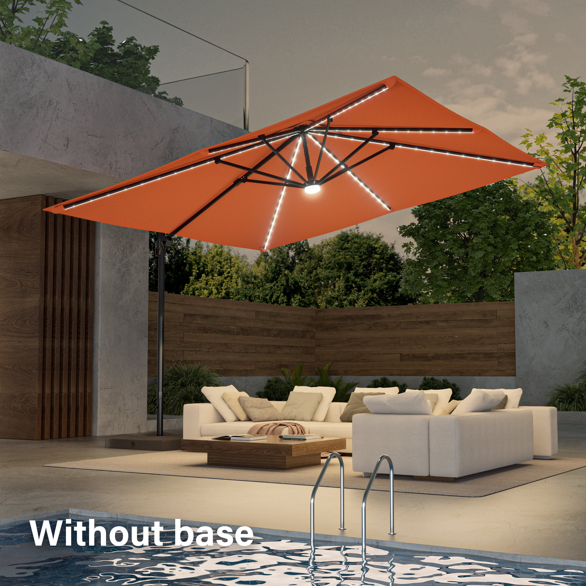 Brayden Studio® Deaundra 120'' Lighted Cantilever Umbrella with Crank ...