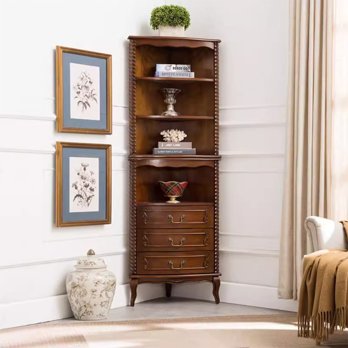 Canora Grey Nut-Brown Manufactured Wood Corner cabinet | Wayfair