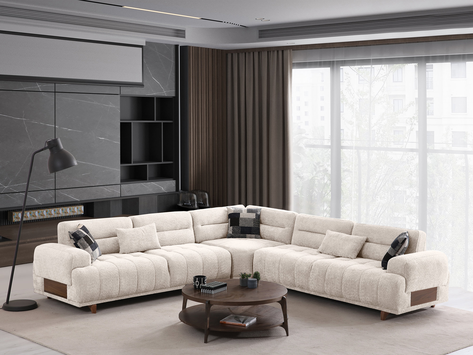 Hokku Designs Alfa Mobti Extendable Gray Sectional | Wayfair