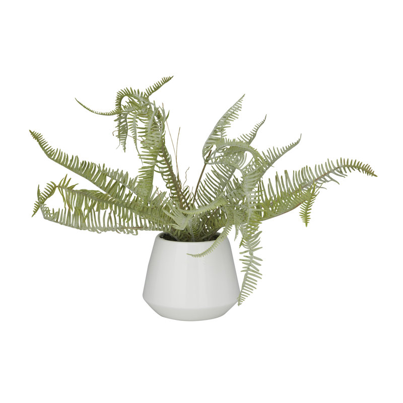 Primrue Faux Foliage Fern Indoor Outdoor Green Artificial Plant with ...