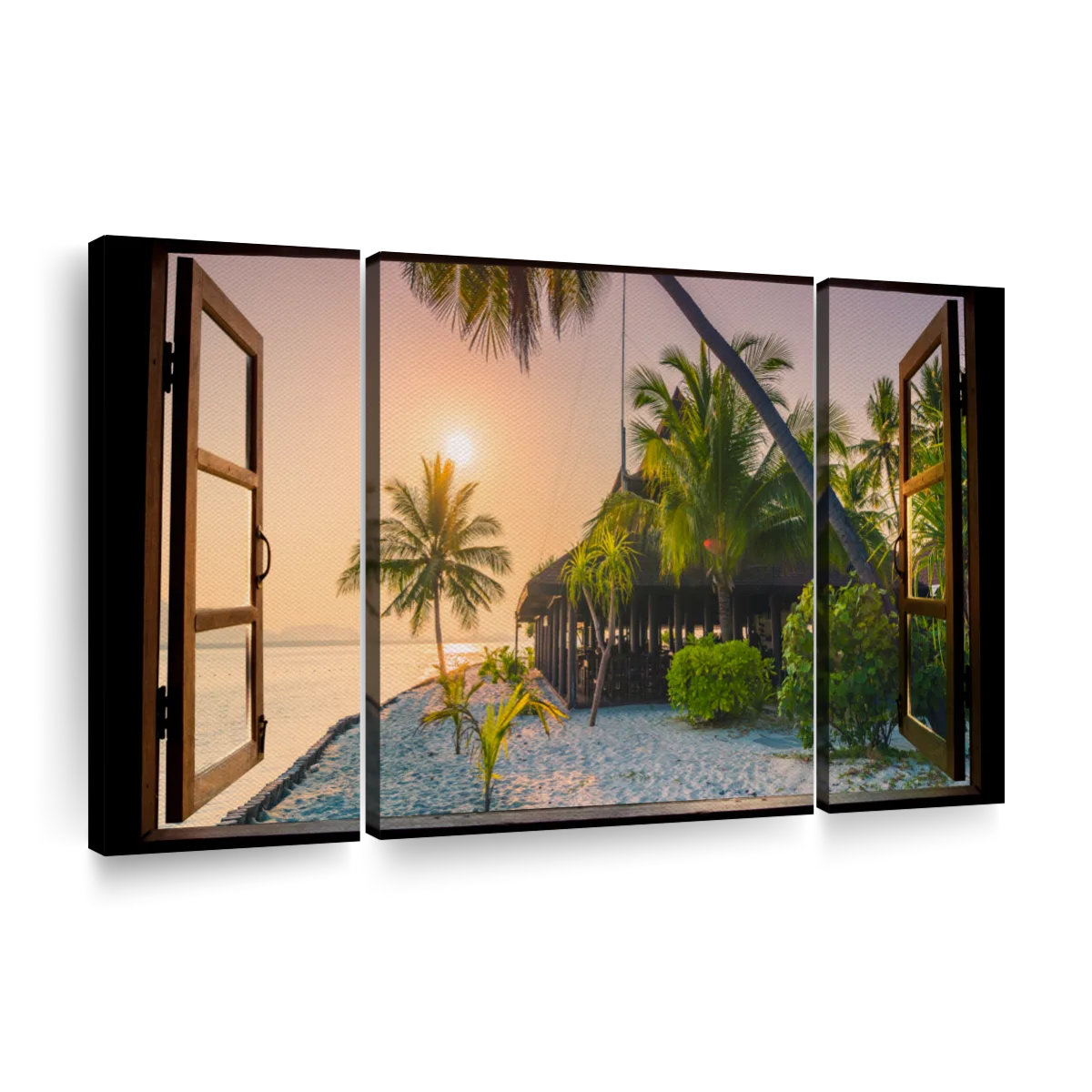 Highland Dunes Tropical Beach Window To Serene Beach Multi Piece Canvas ...