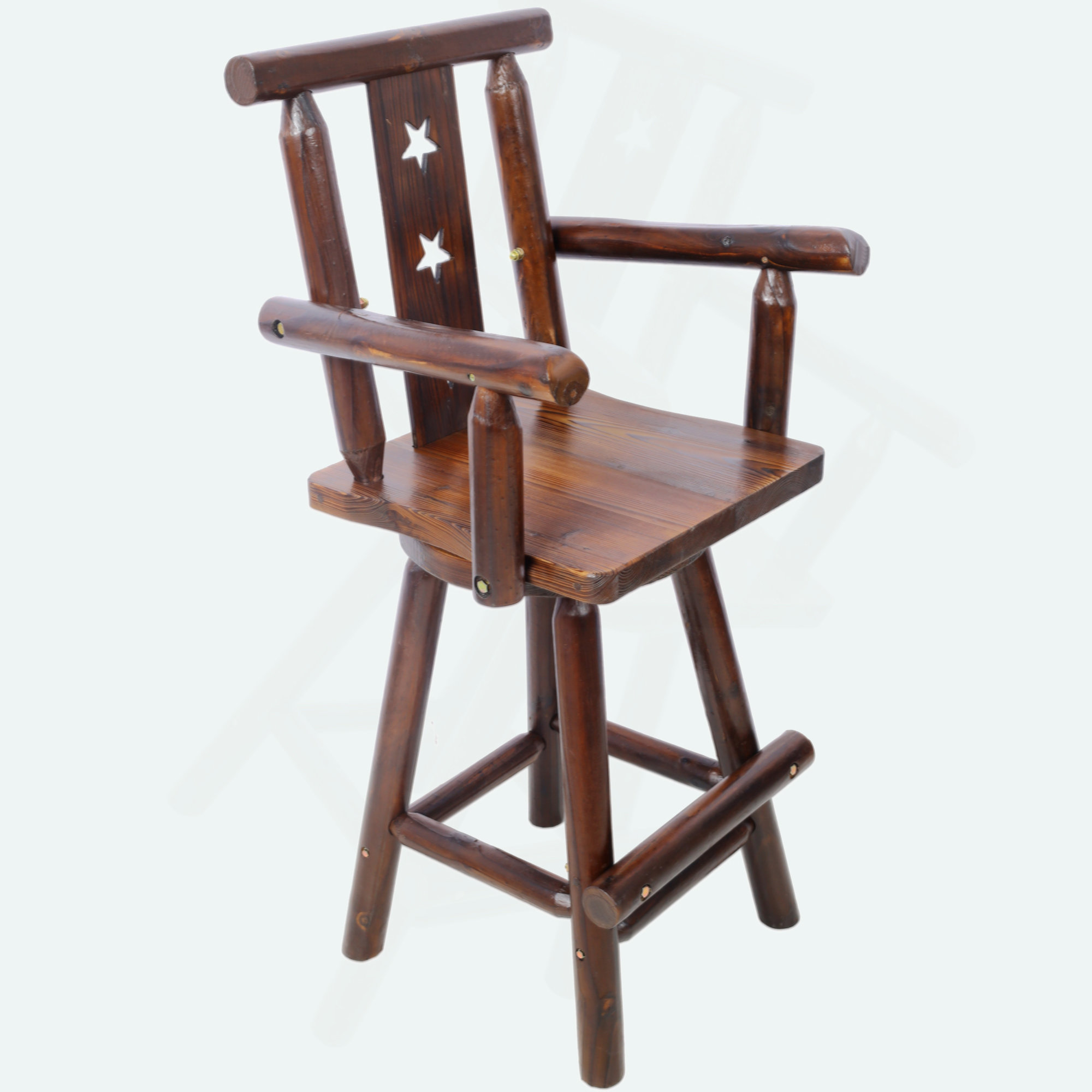 Winston Porter Rustic Bar Stool - Fir Wood Construction, Chair ...