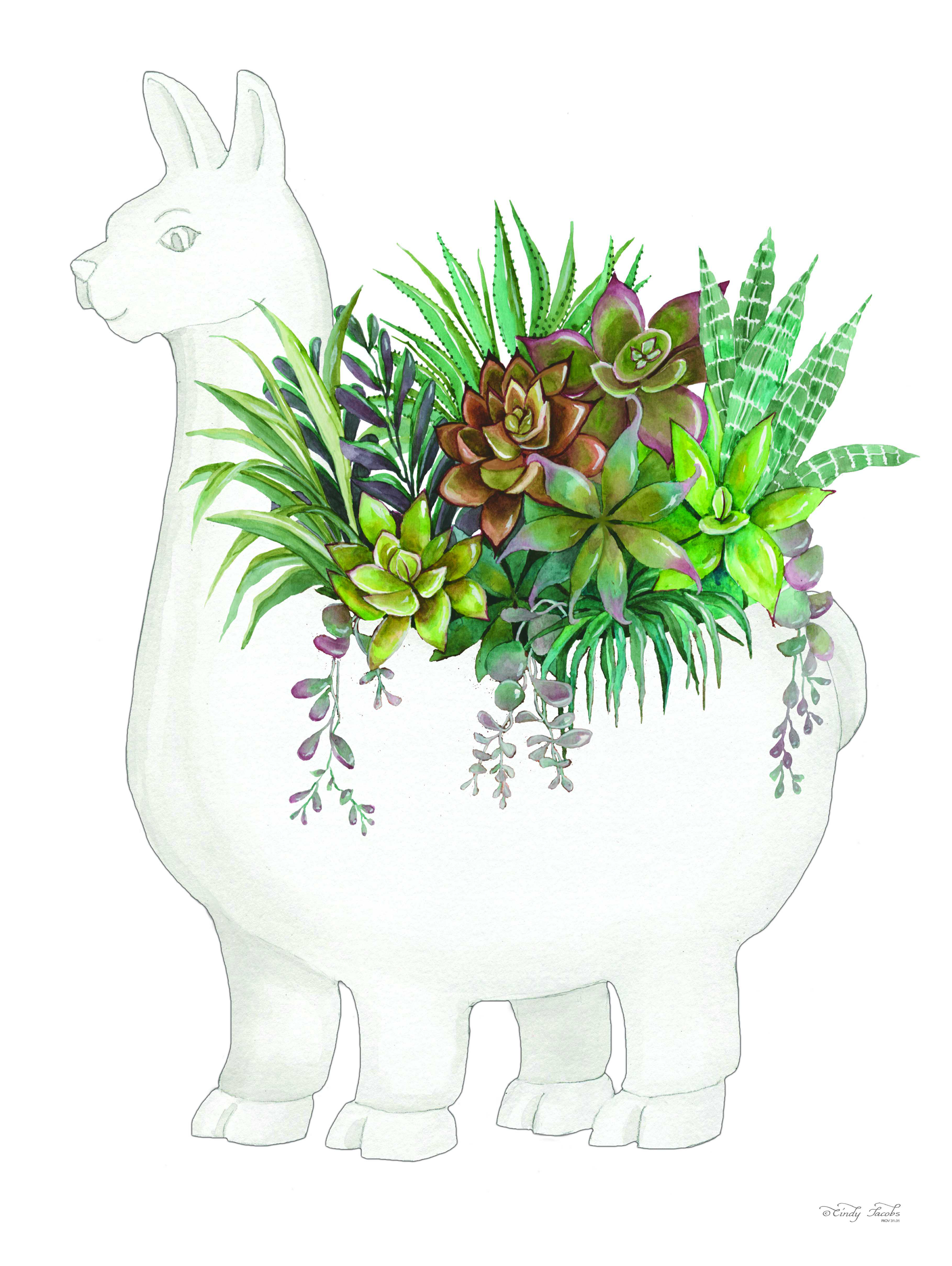 Bungalow Rose Proud Llama Pot II by Cindy Jacobs - Print - Wayfair Canada