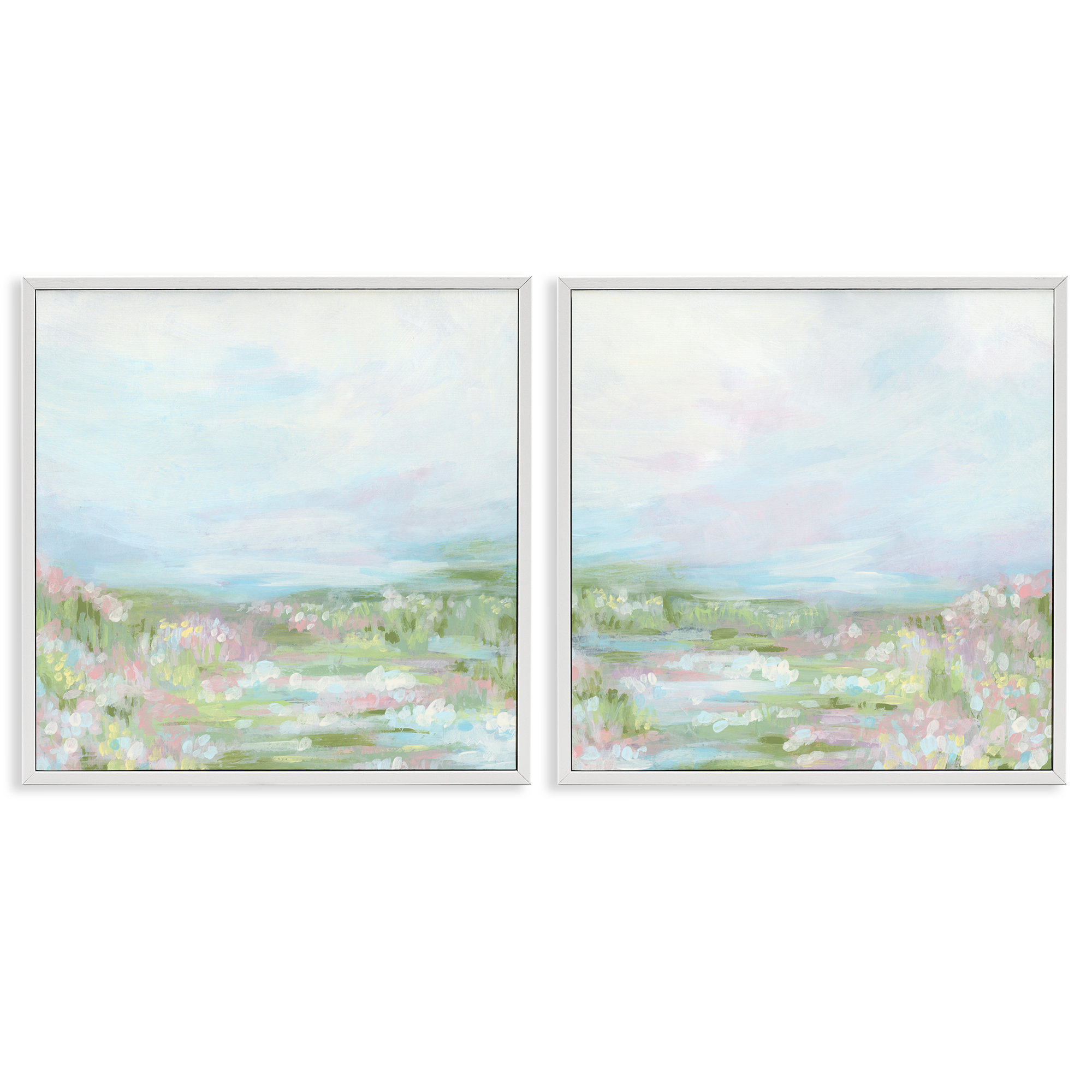 Dovecove Pastel Abstract Spring Field 2 PC Giclee Art Set by June Erica ...