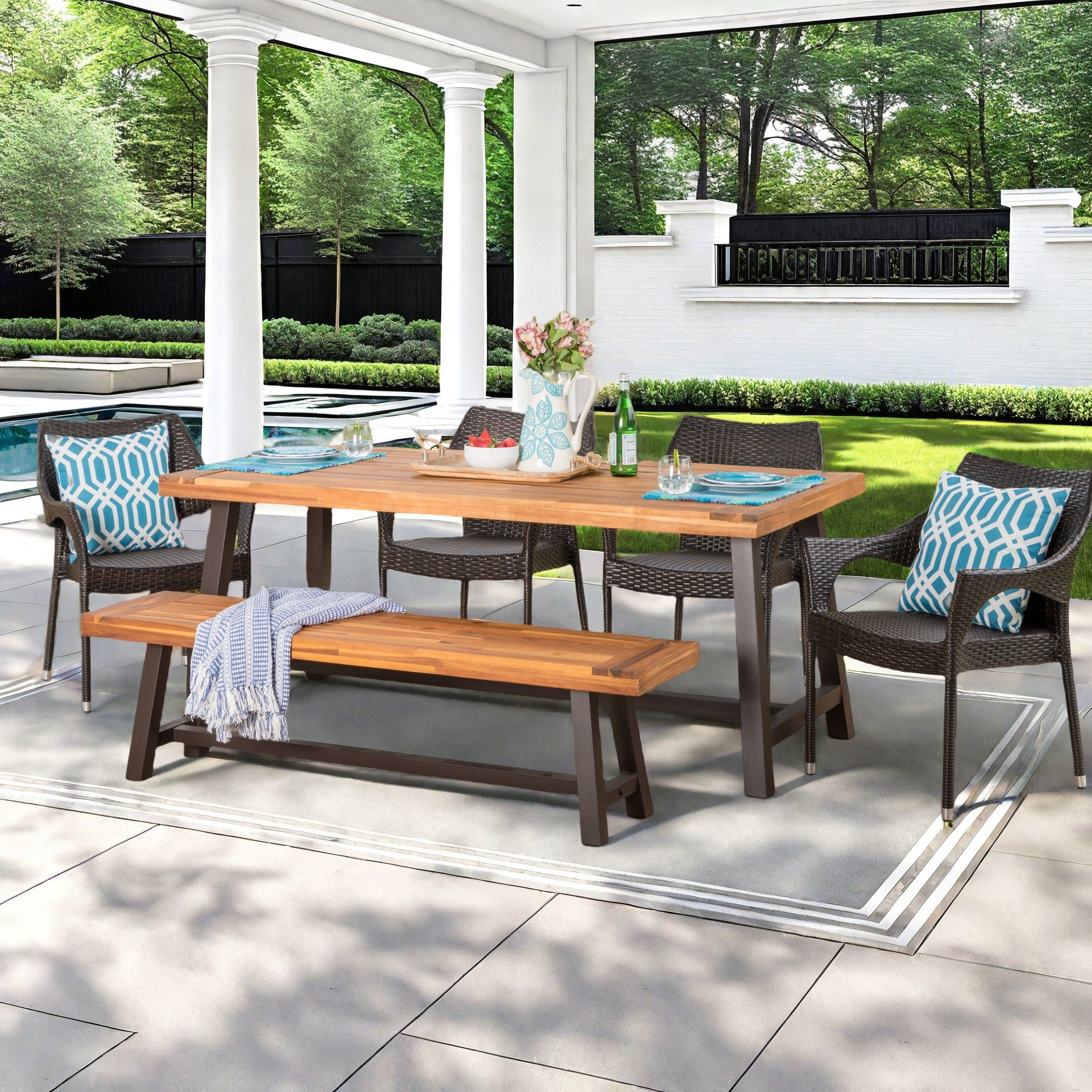 Christopher Knight Home Outdoor 6 Piece Wicker Dining Set & Reviews ...