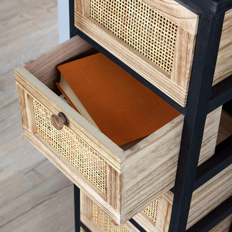 Sansibar Home Ambrey Fully Assembled 5 Rattan Drawer Chest Storage Unit ...