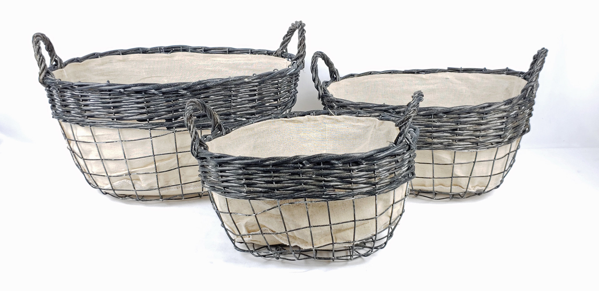 Gracie Oaks Storage 3 Piece Fabric/Metal Frame Basket Set | Wayfair