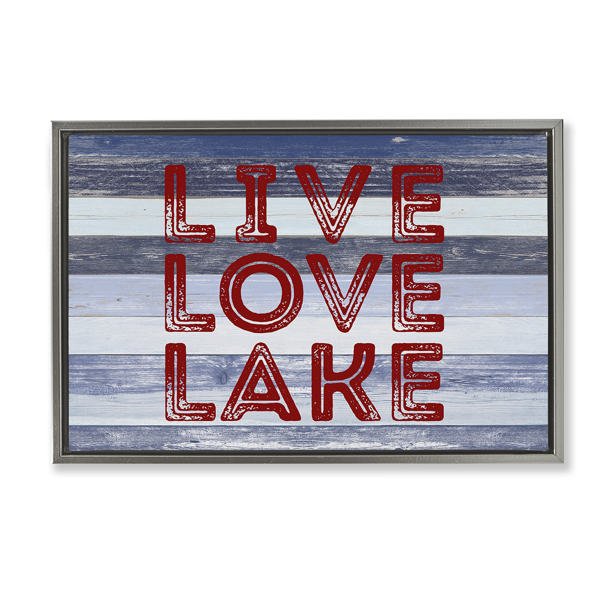 Trinx Live Love Lake Striped Framed Floater Canvas by Sd Graphics ...