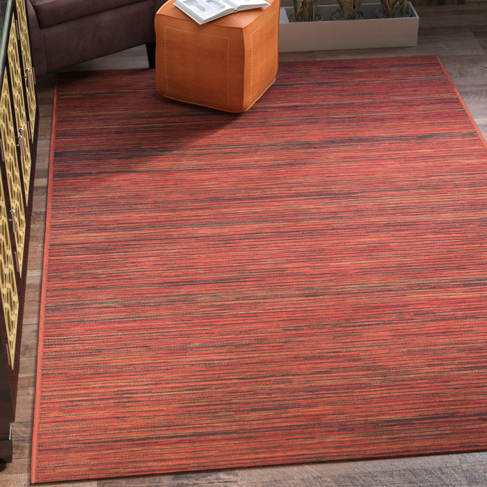 Bayou Breeze Diehl Striped Flatweave Crimson Multicolor Indoor Outdoor ...