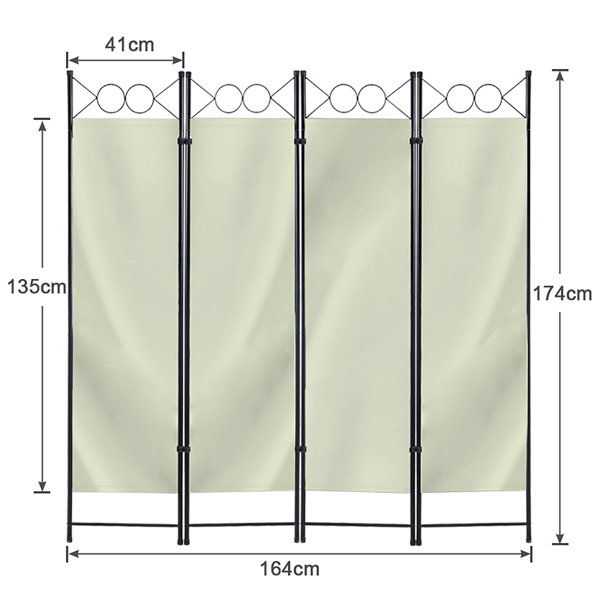 Symple Stuff 4-Panel Screen, Fabric Room Divider, 164X174cm Movable ...