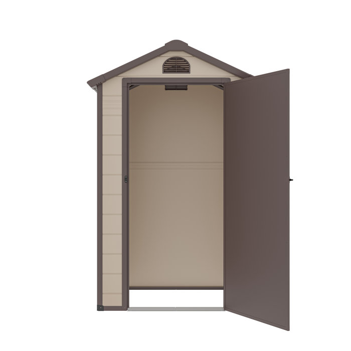 Oakville Furniture 4 ft. W x 3.4 ft. D Plastic Outdoor Patio Storage ...