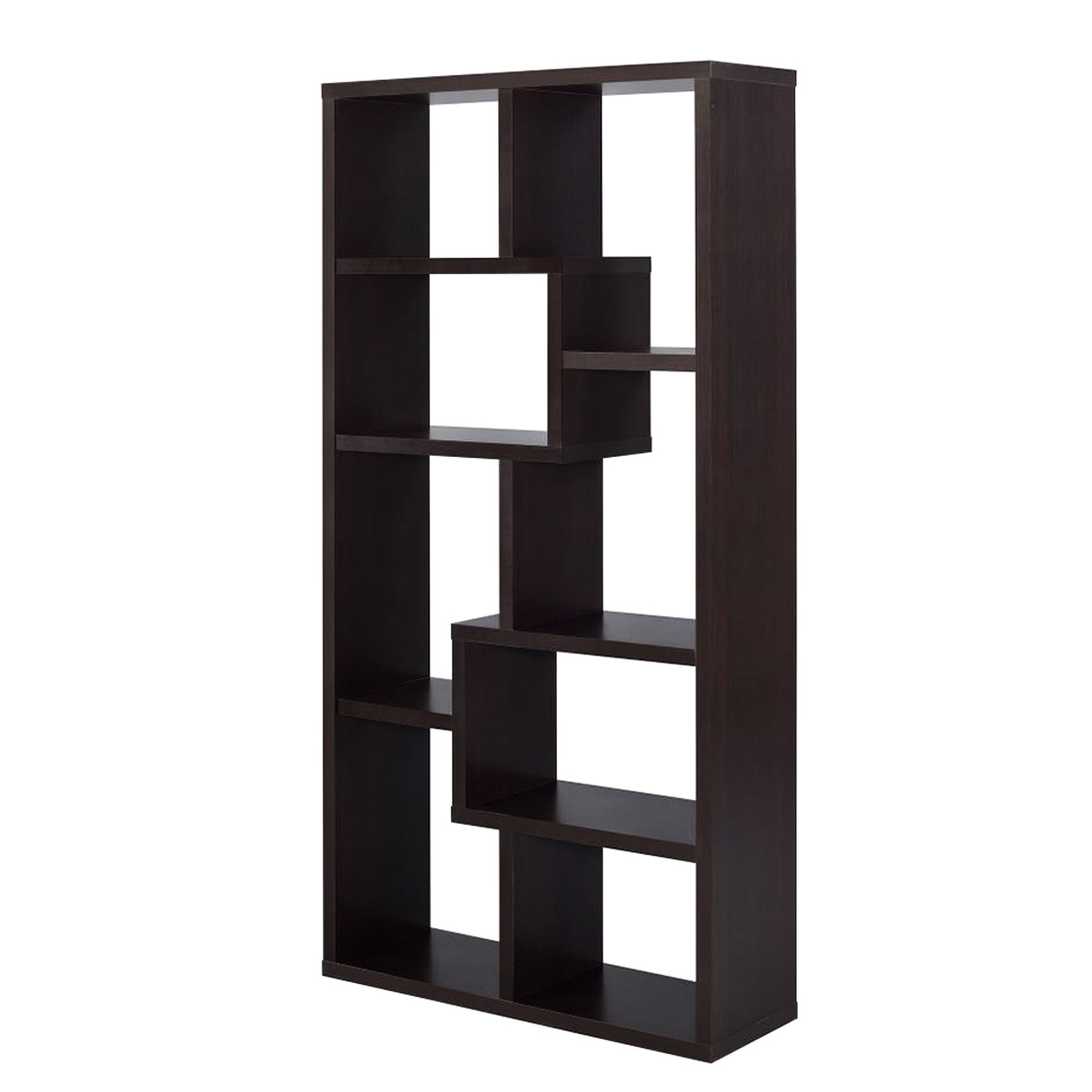 huibaoxiang 10-Shelf Bookcase With Geometric Design In Cappuccino ...