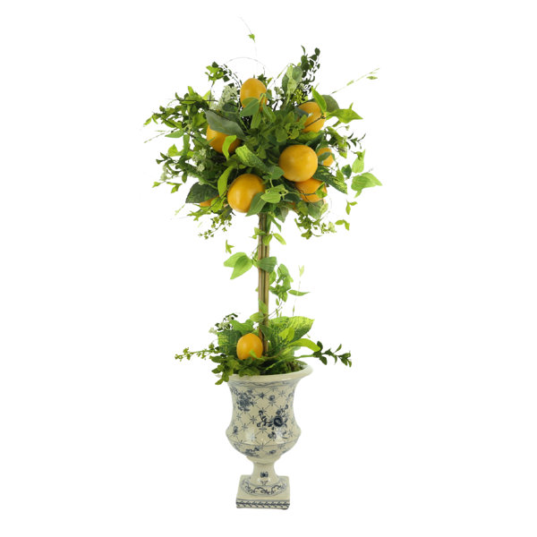 Creative Displays, Inc. Faux Lemon Topiary in Ceramic Decorative Vase ...