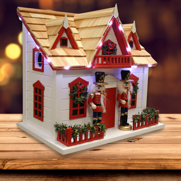 Home Bazaar Holiday Offerings Nutcracker House w/LED Lights 11 H x 11 W ...