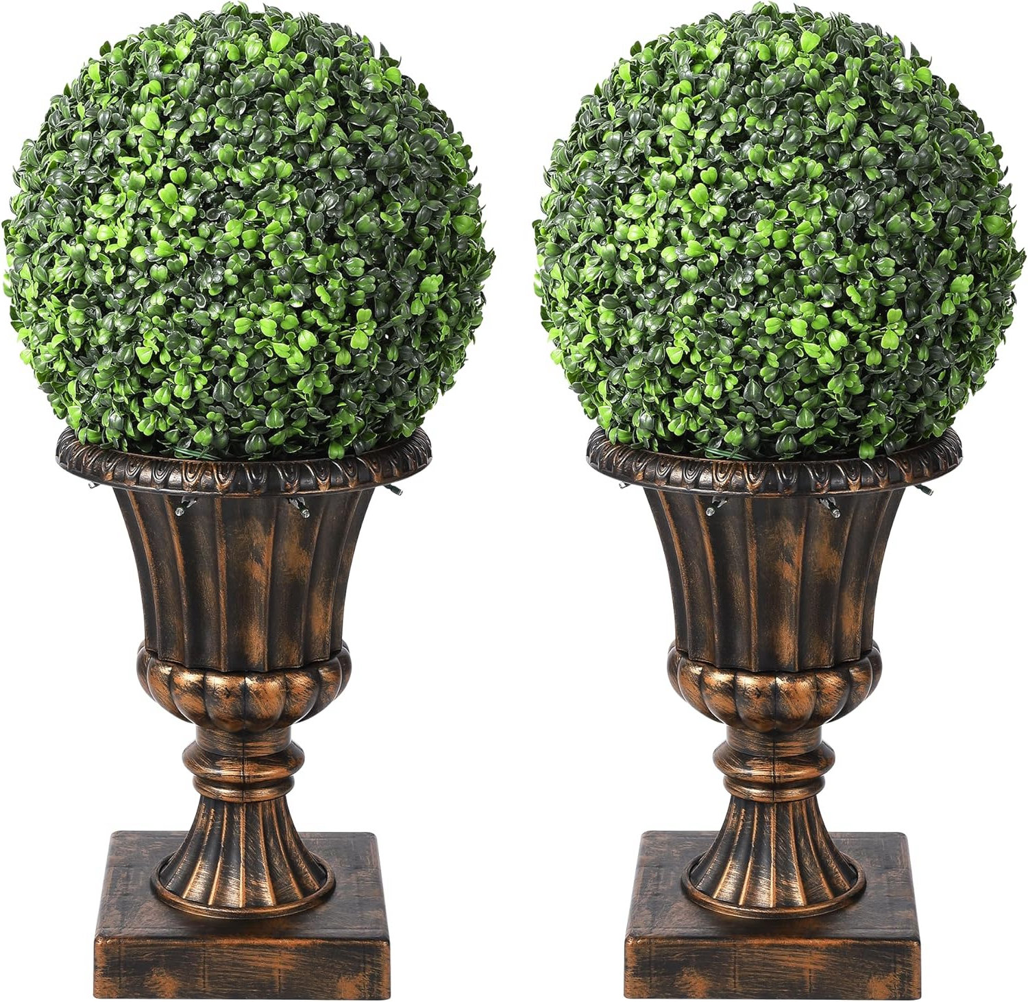 Bay Isle Home™ 2 Pcs 12" Artificial Plant Topiary Ball With Pot, LED ...