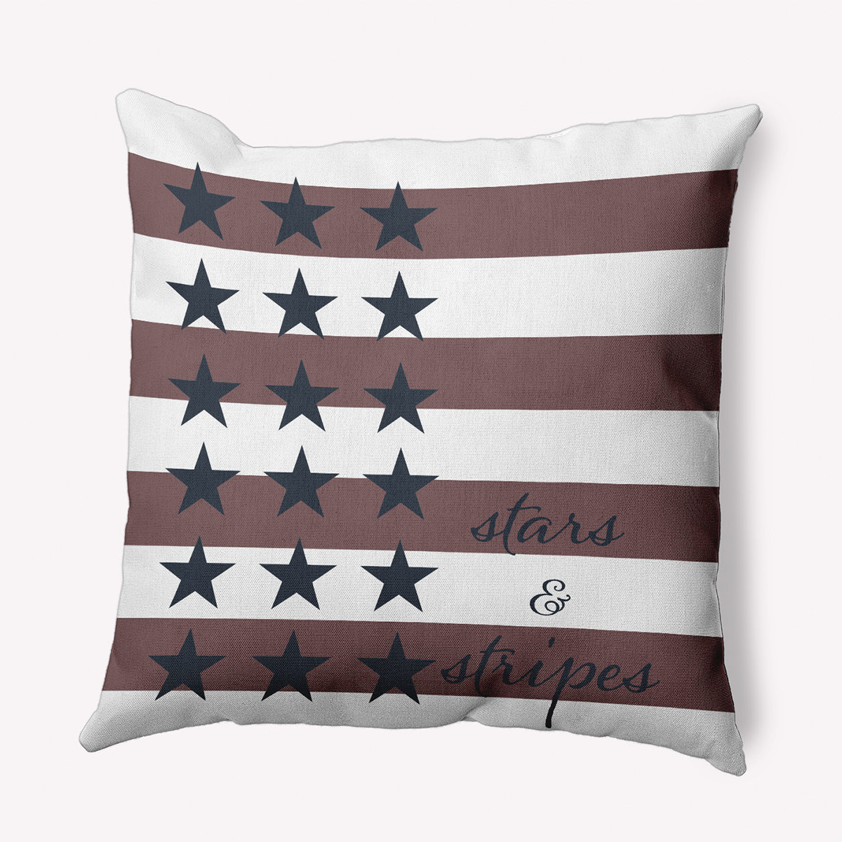 e by design Stars and Stripes with Words Polyester Decorative Pillow ...