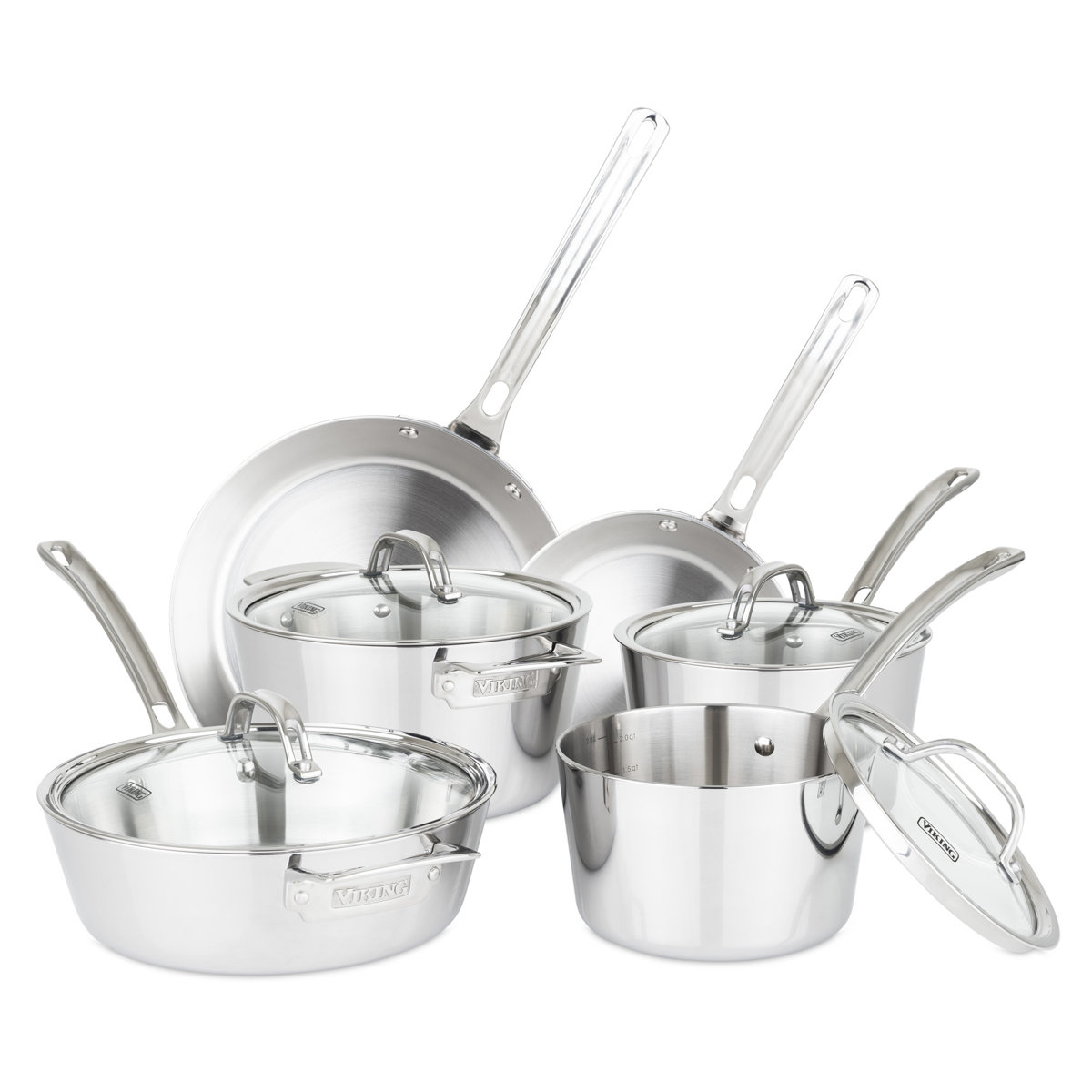 Viking Contemporary 3-Ply Stainless Steel 13pc Cookware Bundle ...