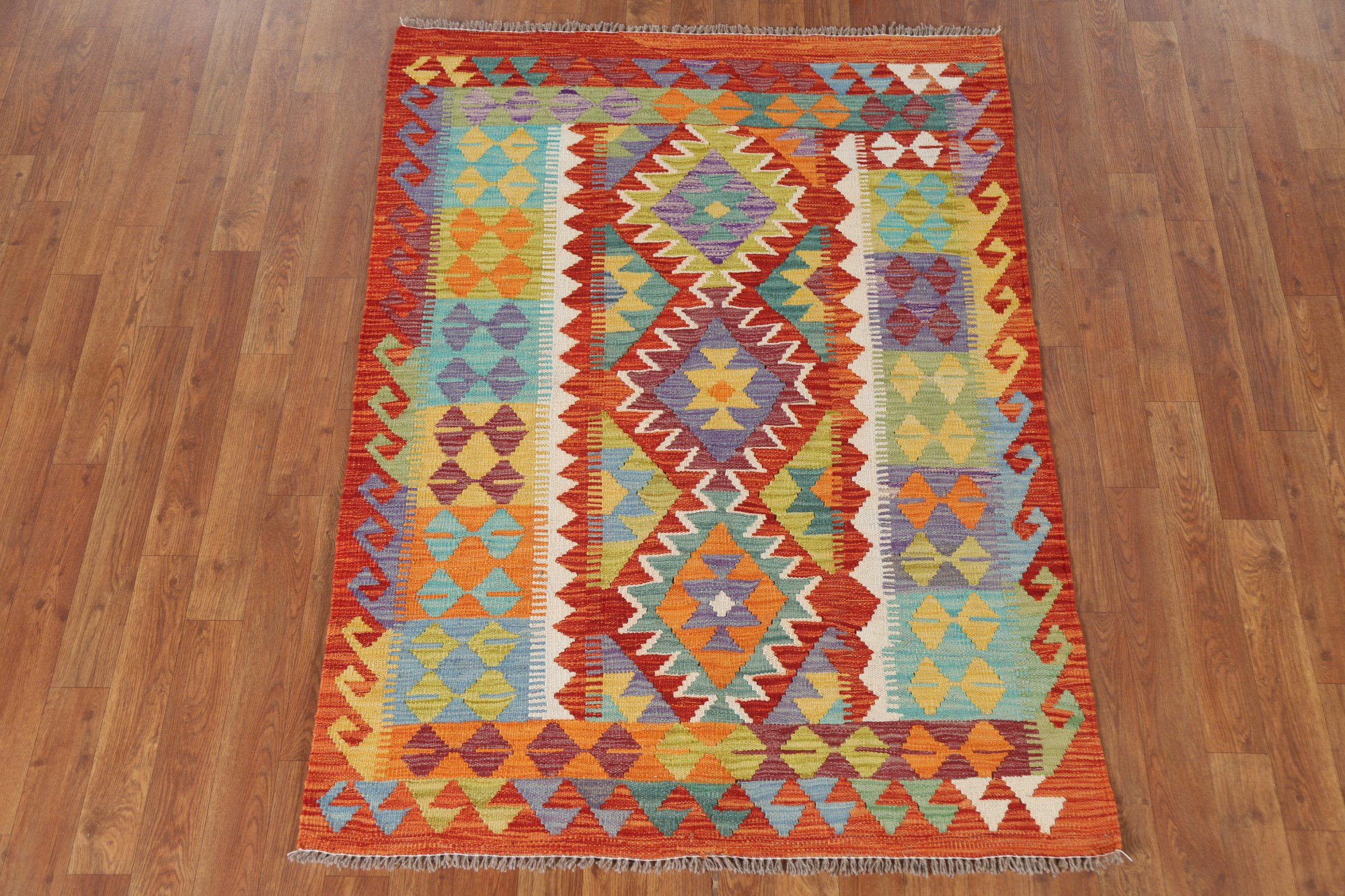 Dakota Fields Reversible Wool Kilim Oriental Rug 4x5 | Wayfair