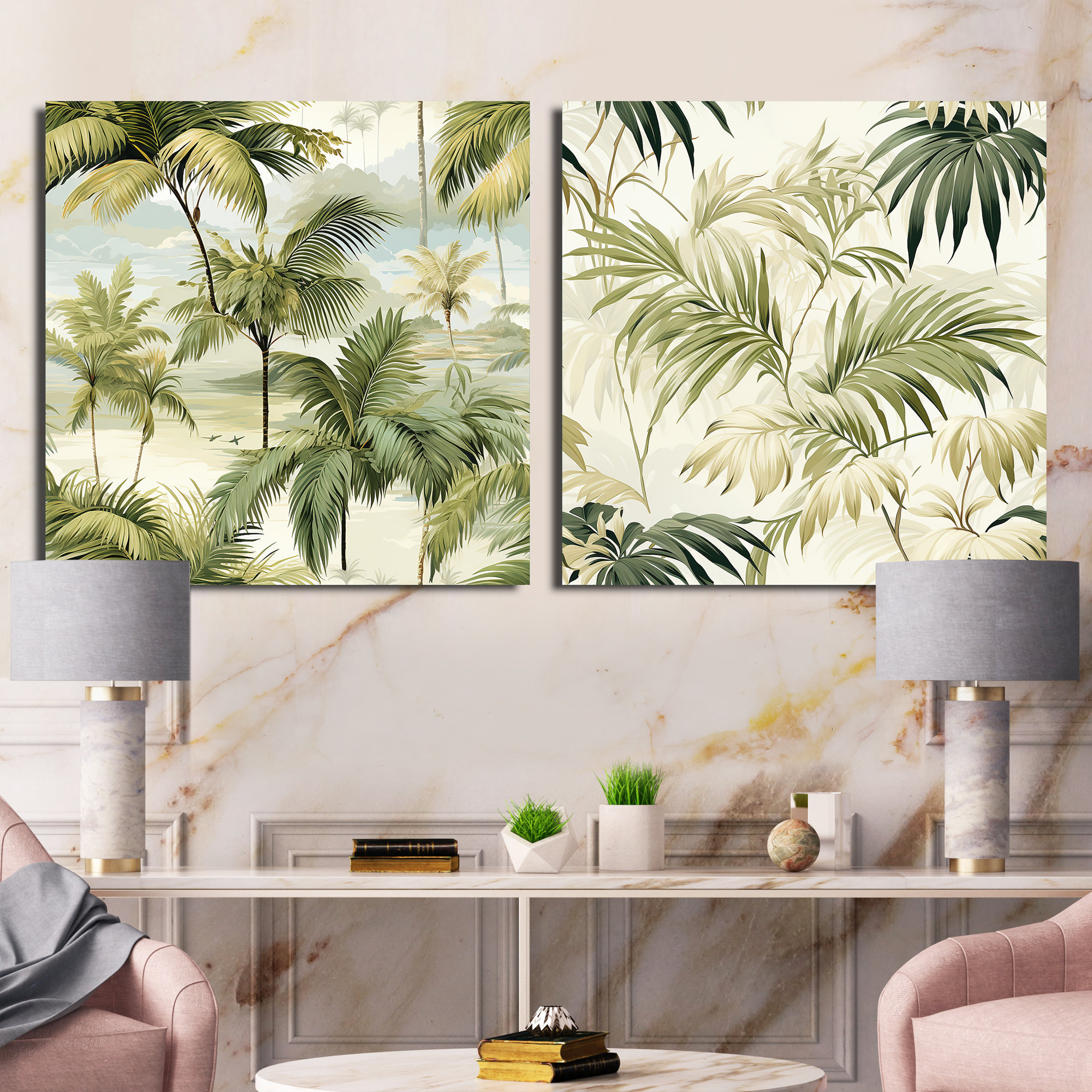 Design Art Palm Impression Tropical Pattern - Tropical Square Collage ...