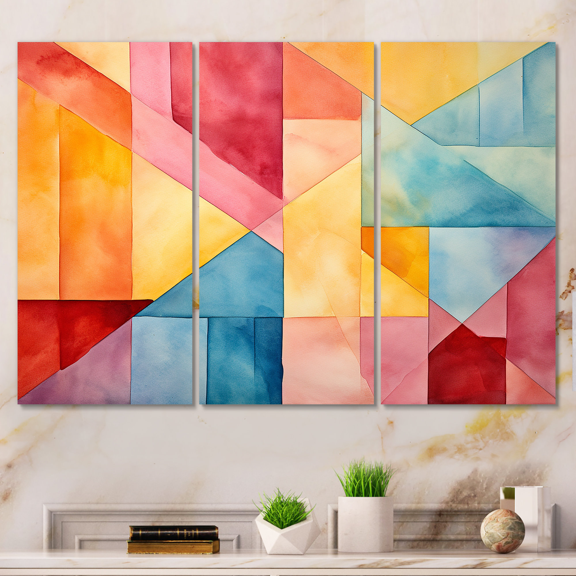 Ivy Bronx Pastel Colors Contrasting Geometric Composition II ...