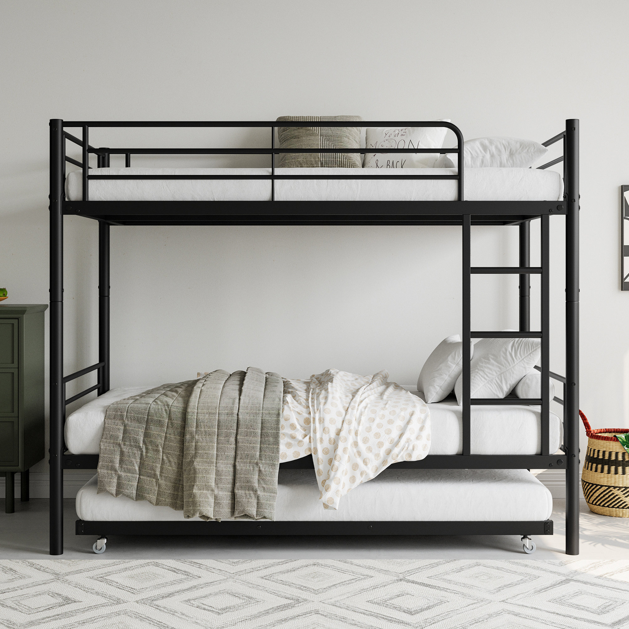 Isabelle & Max™ Bunk Bed With Trundle Metal Bunkbeds With Ladder And ...
