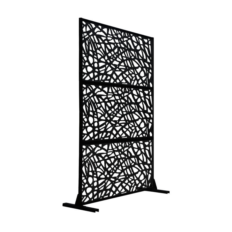 Domi Louvered 4 ft. W Metal Privacy Screen Panel Decorative Screen ...