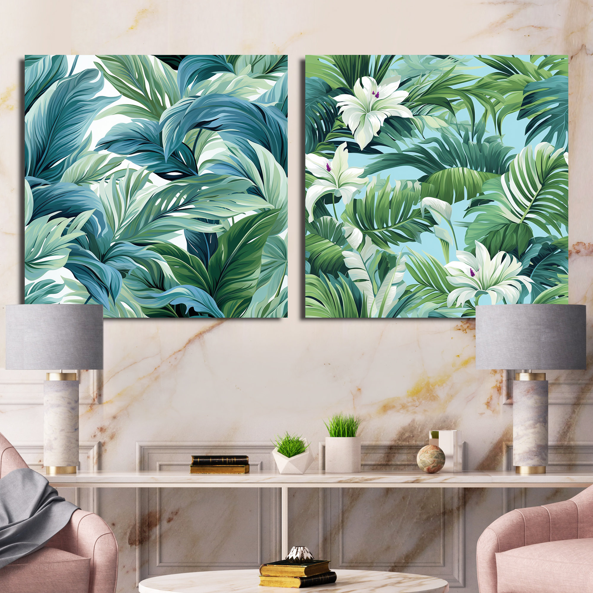 Design Art Azure Breeze Tropical Pattern - Tropical Square Collage Set ...