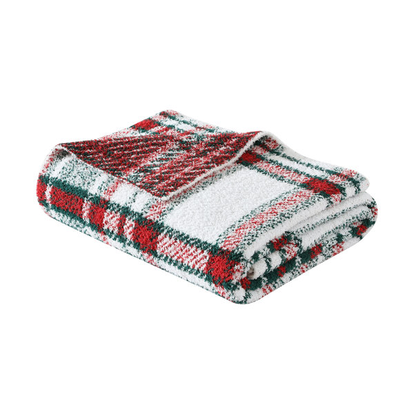 Nautica Emmet Plaid Feather Knit Red Throw Blanket | Wayfair