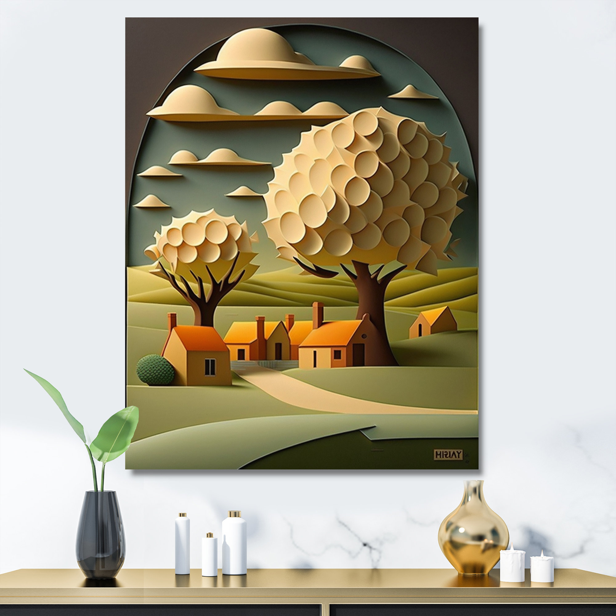 Winston Porter White Trees In Te Mountain Village On Canvas Print | Wayfair