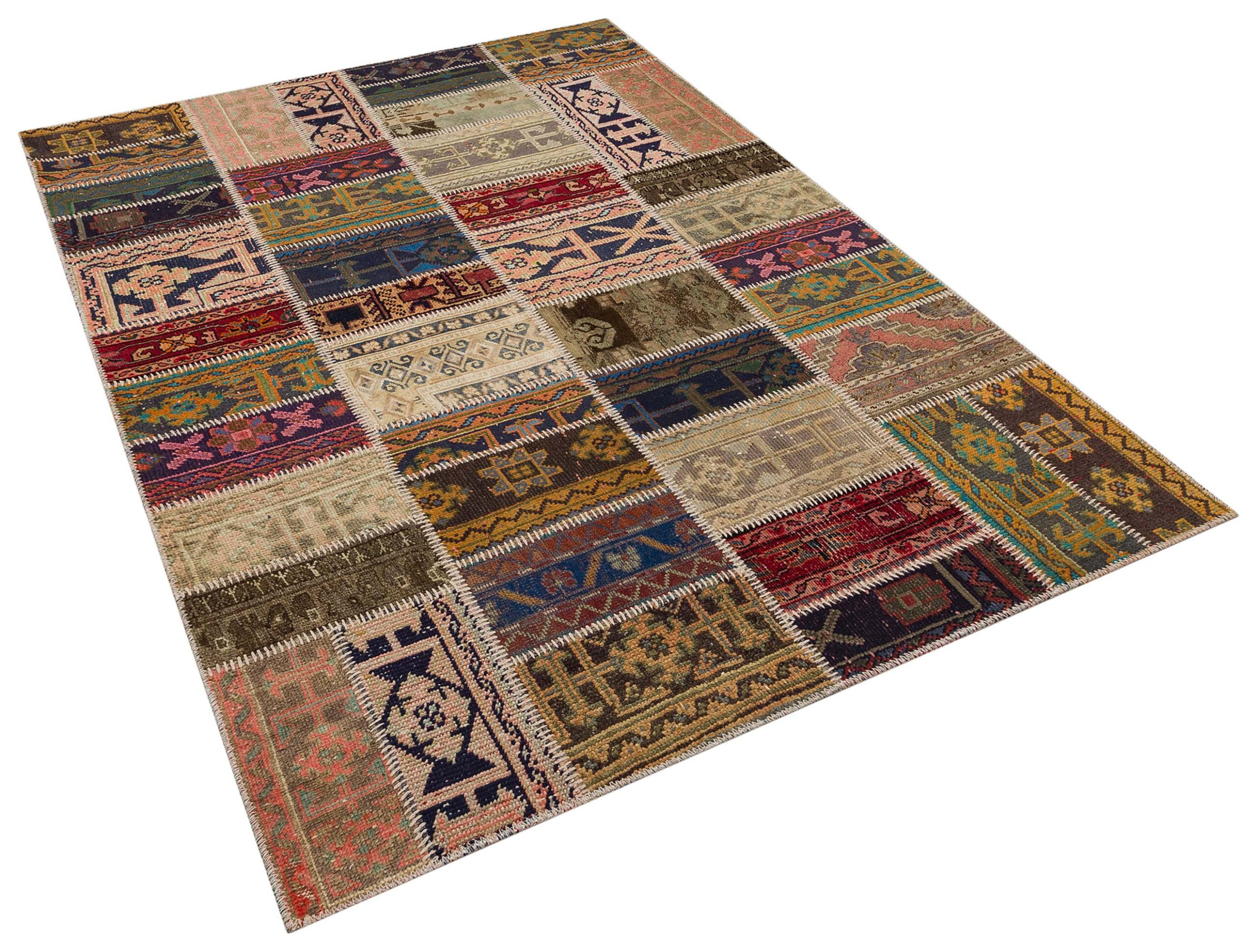 Isabelline Hull Patchwork Hand Woven Beige Brown Multicolor Rug | Wayfair