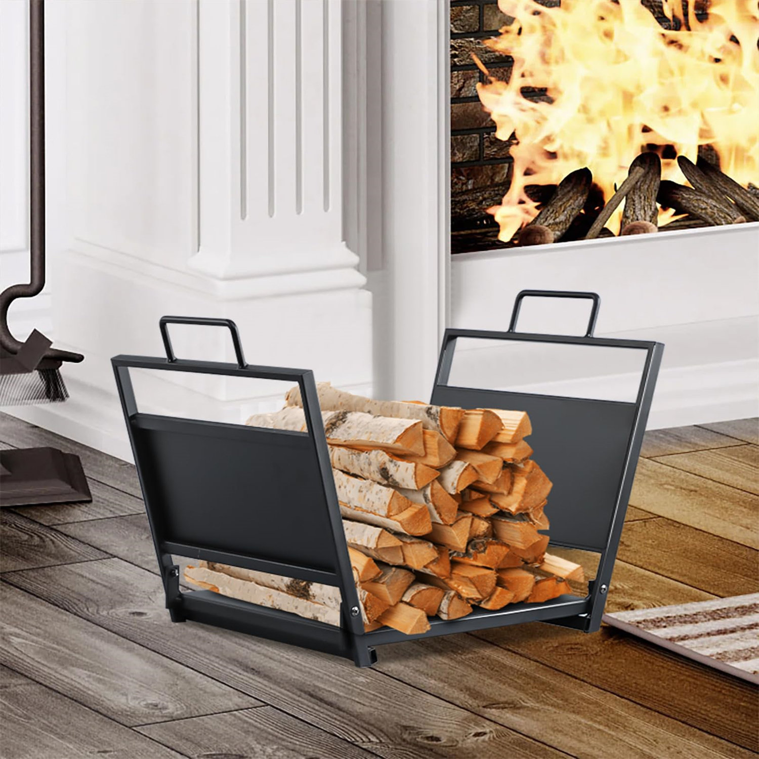 Red Barrel Studio 18 Inch Small Firewood Rack Indoor With Canvas Log ...